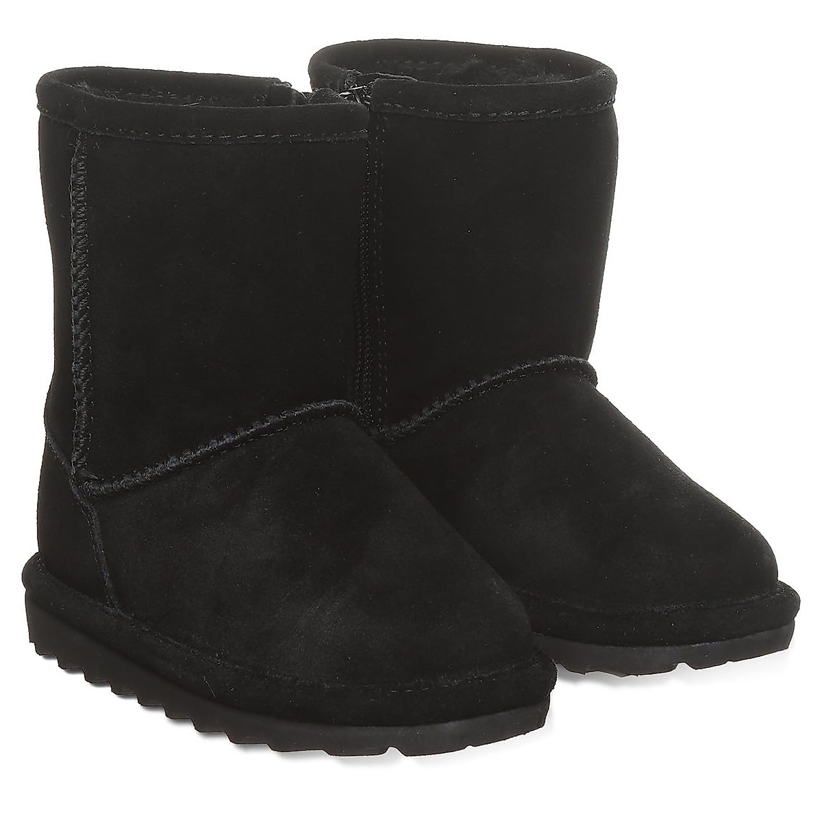 BEARPAW Elle Toddler Black Size 12 | Toddler's Boot Classic Suede with Zipper | Kid's Slip On Boot | Comfortable Winter Boot