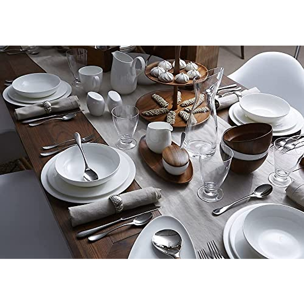 nambe Skye Wood Tiered Dessert Stand | 2-Tier Cupcake Stand | Serving Tray for Cookies, Pastries and Appetizers for Parties | Acacia Wood Cake Stand for Kitchen Table Display (12.5”)