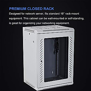Kenuco Wall Mount Rack Server Cabinet Data Network Enclosure 19-Inch Server Network Rack with Locking Glass Door 16-Inches Deep (OFF-WHITE 12U)