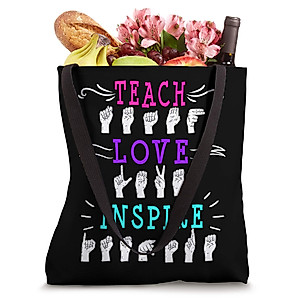 American Sign Language ASL Teacher Hearing Impaired Inspire Tote Bag