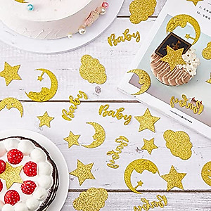 360 Pcs Twinkle Star Confetti Gold Glitter Moon Star Clouds Confetti Star Confetti Baby Shower Decorations for Baby Boy Girl Star and Moon Theme Party Decorations