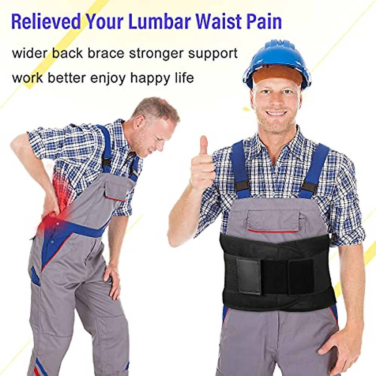 Back Brace Lumbar Back Support Belt for Lower Back Pain Relief - Waist Trainer Belt for Men and Women - Lower Back Brace for Sciatica, Herniated Disc, Plus Size Lumbar Support Belt,Black,5XL(55-65Inch)