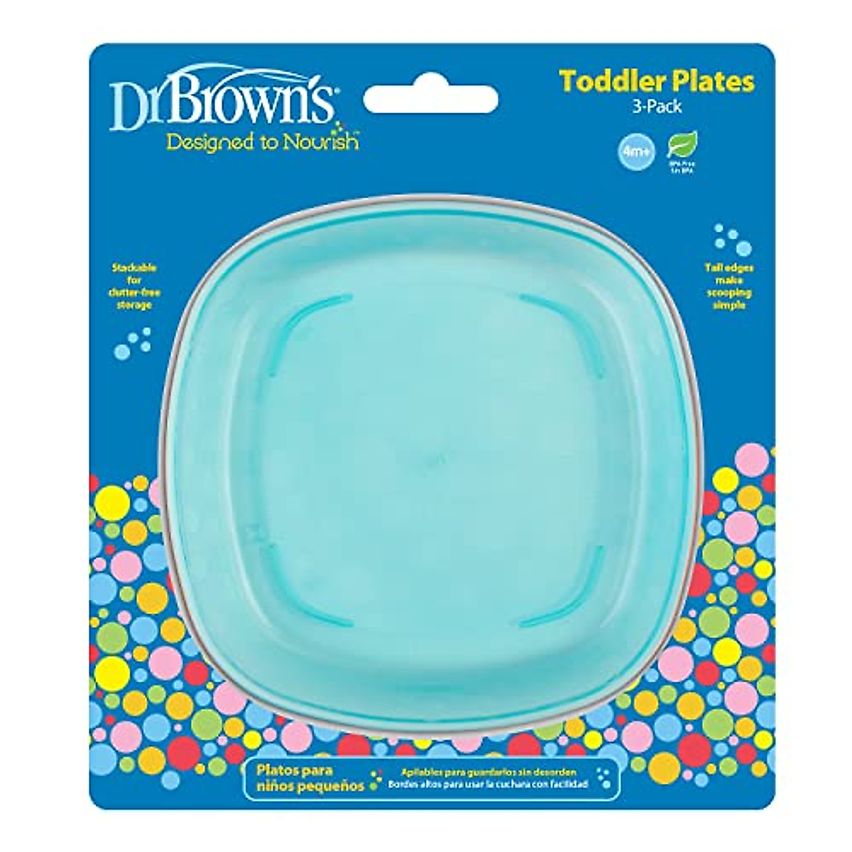 Dr. Brown's Stackable Plate Set for Toddlers and Babies, BPA Free - 3-Pack, 4m+