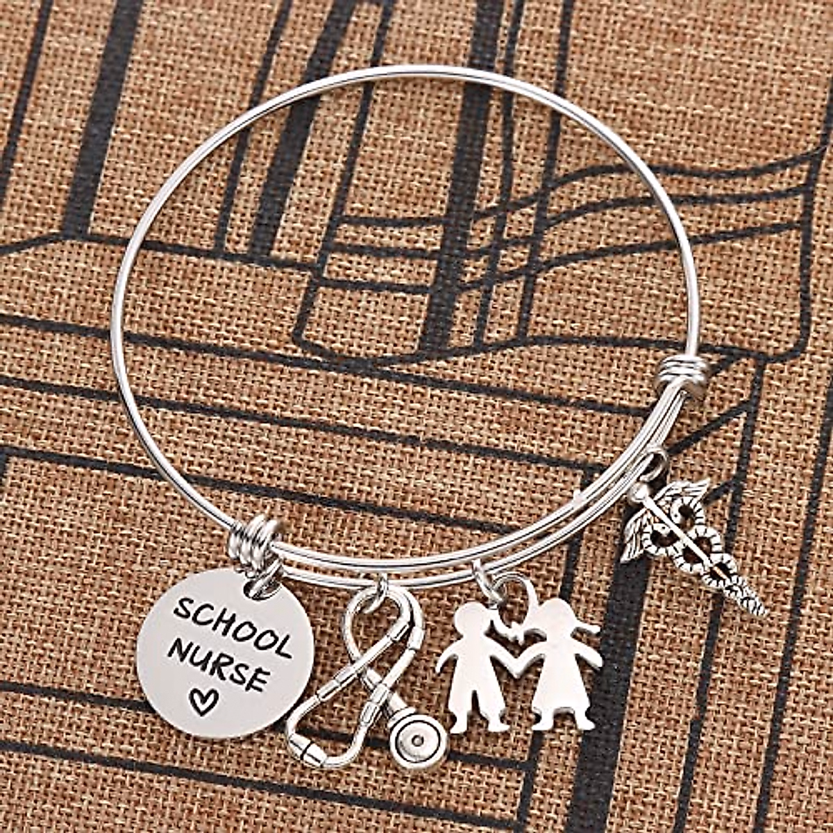 Kivosliviz School Nurse Appreciation Gifts Bracelet for Women School Nurses Week Gift Graduating Nursing Bangle Ornament Thank You Registered School Nurse Jewelry