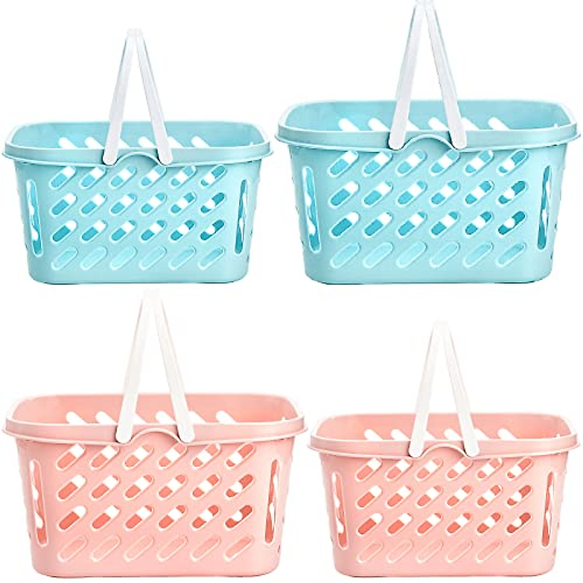Hedume Set of 4 Plastic Organizer Storage Baskets with Handles, Portable Shower Caddy Basket, Portable Organizer Bins for Bathroom, Dorm, Kitchen, Bedroom