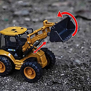 Gemini&Genius Backhoe Loader Heavy Duty Wheeled Excavator Construction Site Vehicle Toys 1:50 Scale Site Backhoe Digger Engineering Car Site Sandbox Toys Collectible for Kids and Decoration for House