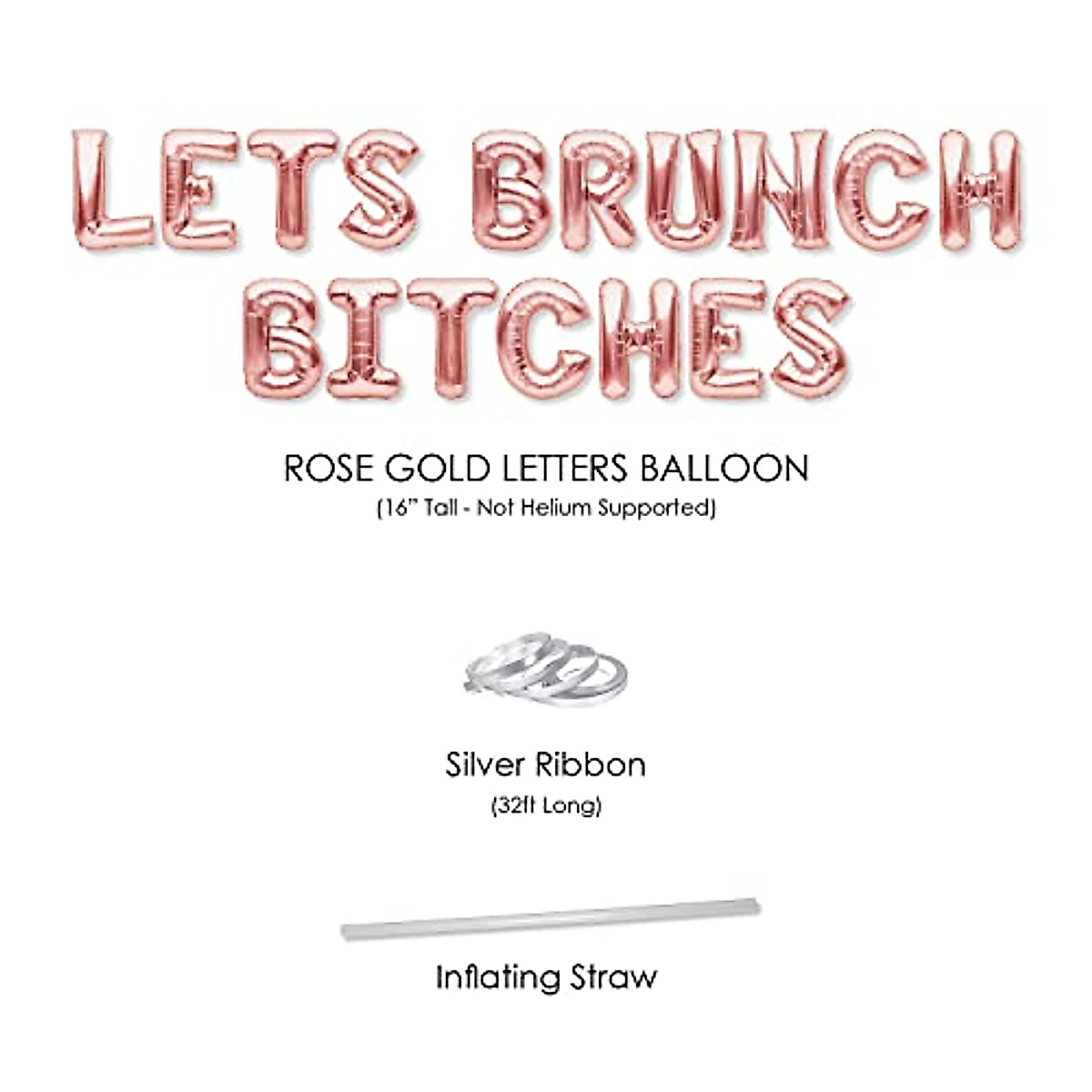 PartyForever Rose Gold LETS BRUNCH BITCHES Balloon Banner Bridal Brunch Shower Bachelorette Party Decorations for Champagne Bubbly Bar