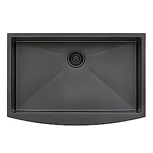 Ruvati Gunmetal Black Matte Stainless Steel 33-inch Apron-Front Farmhouse Kitchen Sink - Single Bowl - RVH9733BL