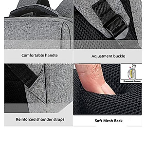 15.6 inch Laptop Backpack for Men, Slim Lightweight Business Travel Backpack Waterproof,Computer Backpack with usb charging port, All Black College Backpack with Laptop Compartment （Grey）