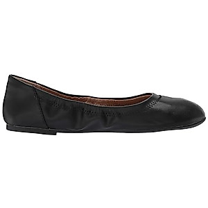 Amazon Essentials Women's Belice Ballet Flat, Black Faux Leather, 6