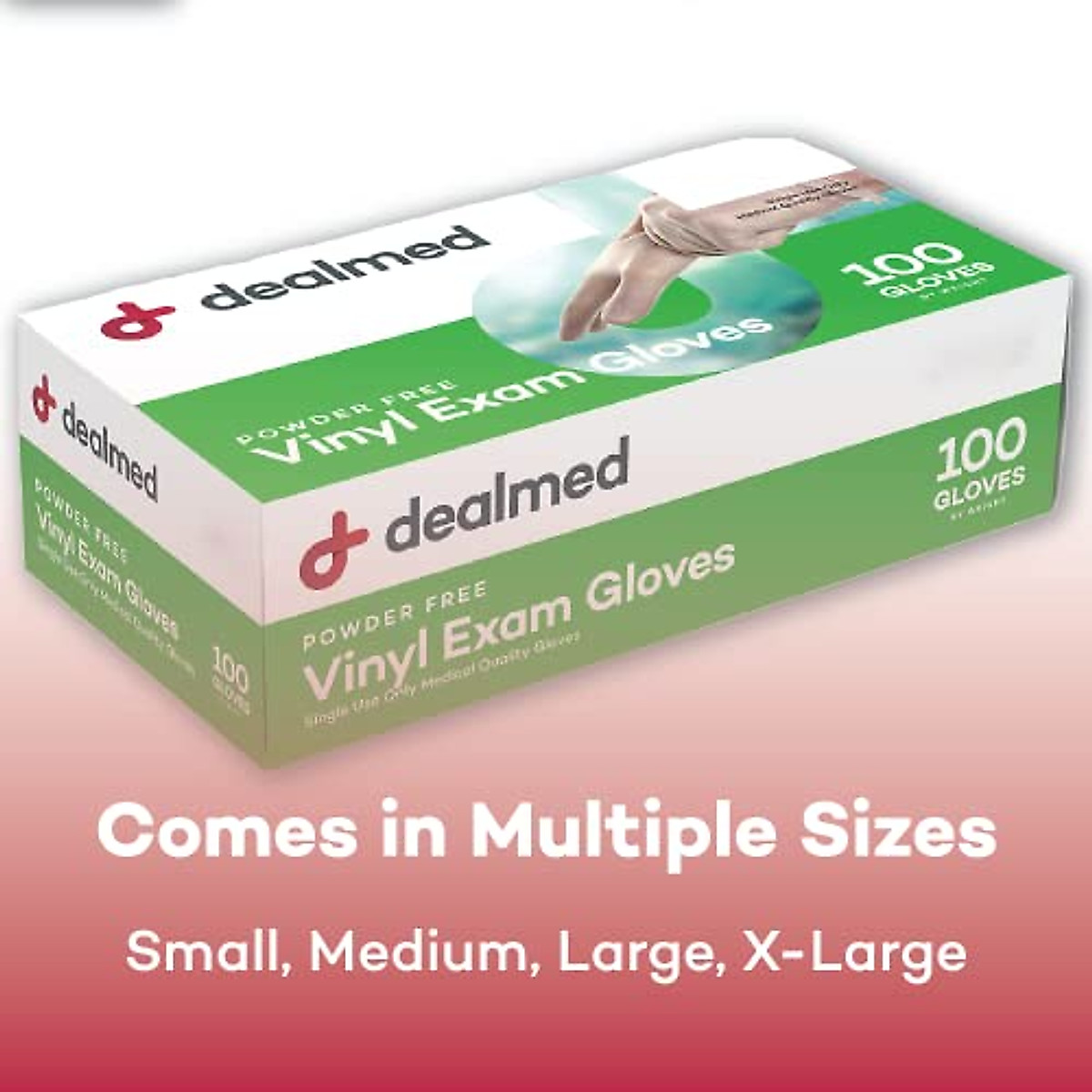 Dealmed Vinyl Exam Gloves – 100 ct. Medium Medical Gloves, Disposable Gloves, Non-Irritating Latex Free Gloves for a First Aid Kit and Medical Facilities