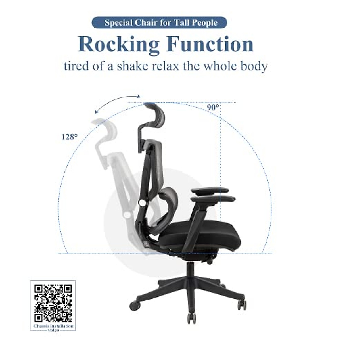 Ergonomic Office Chair, Office Chair High Back, Mesh Computer Chair with Lumbar Support, 3D Armrest, Double Backrest and Adjustable Headrest