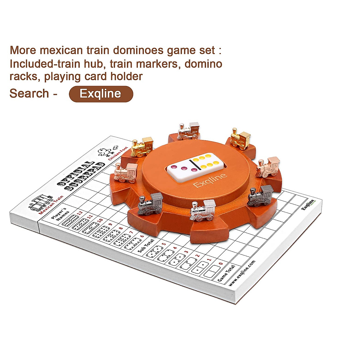 Exqline Mexican Train Score Pads, 70 Sheets Dominoes Chicken Foot and Mexican Train Score Sheets 8.3'' X 5.5'' Well-Made Large Size Paper Record Clearly and Easy to Read for Travel Gamenight