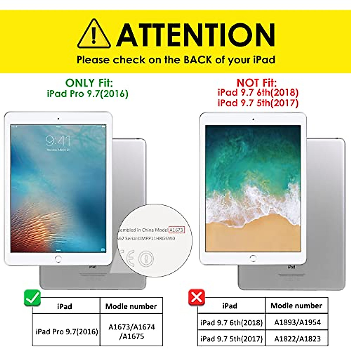 JETech Case for iPad Pro 9.7-Inch 2016 (Old Model), Slim Stand Hard Back Shell Cover with Auto Wake/Sleep (Black)