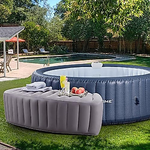 Inflatable Spa Surround Bench Hot Tub Step Spa Side Table Outdoor Portable Air Seat Pool Accessory Yard Home Garden Patio Lawn Backyard Bathtub Universal Curved Footstep