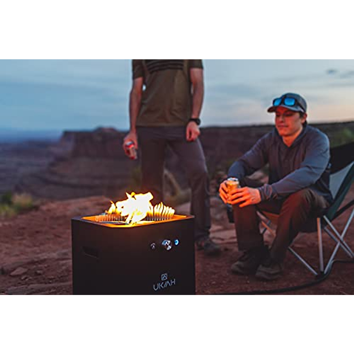 UKIAH The Note Plus - Deluxe Portable Gas Fire Pit with Patented 2.0 Beat to Music Sound System, Black (TK-1053-NP)