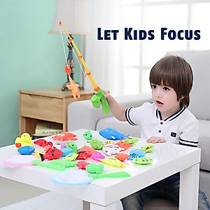 CozyBomB™ Kids Pool Fishing Toys Games | Summer Magnetic Floating Toy Magnet Pole Rod Fish Net Water Table Bathtub Bath Game, Learning Education For age 3 4 5 Boys Girls Toddlers Carnival Party Favors