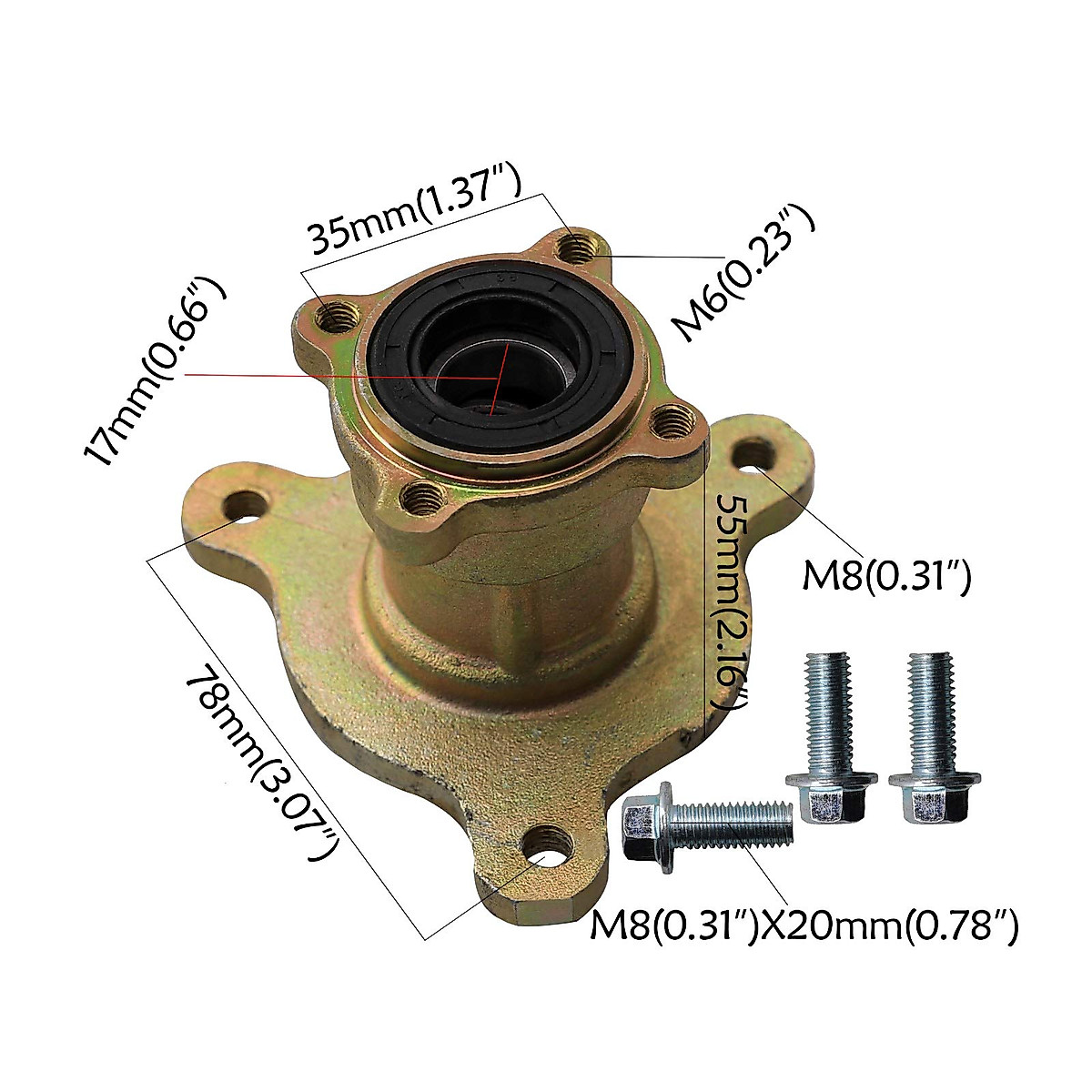 WPHMOTO Front Disc Brake Wheel Rim Hub with Steering Knuckle Kit for 110cc 125cc Quad Dirt Bike ATV Go Kart Buggy 4 Wheeler