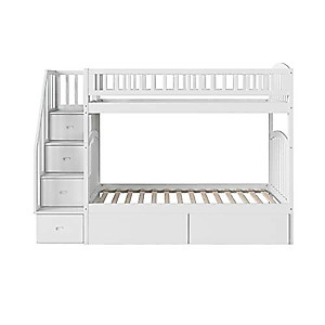 AFI Westbrook Staircase Bunk Twin Over Twin with Turbo Charger and Urban Bed Drawers in White