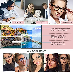 HEALSUN Blue Light Blocking Glasses for women/men 3Pack Computer Reading/Gaming/TV/Phones Glasses Anti Eyestrain (Black + Transparent +douhua)