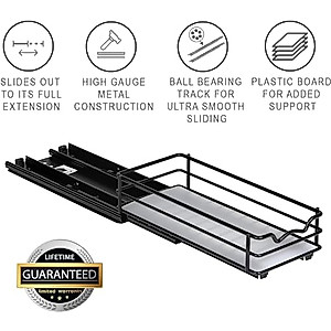 Pull Out Cabinet Organizer for Spices, Cans - Heavy Duty with Lifetime Limited Warranty- Pull Out Spice Rack- Cabinet Pull Out Shelf for Cans,Dishes, Etc, 4-1/2"W x 10-1/2"D x 2-3/4”H, Black