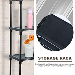 PTMTFYL Over The Toilet Storage Shelf, 3 Tier Storage Cabinet Over Toilet, Behind Toilet Shelf, Above Toilet Storage Rack, Bathroom Organizer Freestanding Toilet Shelf Space Saver (Black)