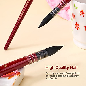 Lightwish Watercolor Brushes Set, Synthetic Squirrel Hair Paint Brushes kit for Artists, Adults, and Hobbists, Pointed Round Mop Brush for Watercolor, Gouache,4 Pcs