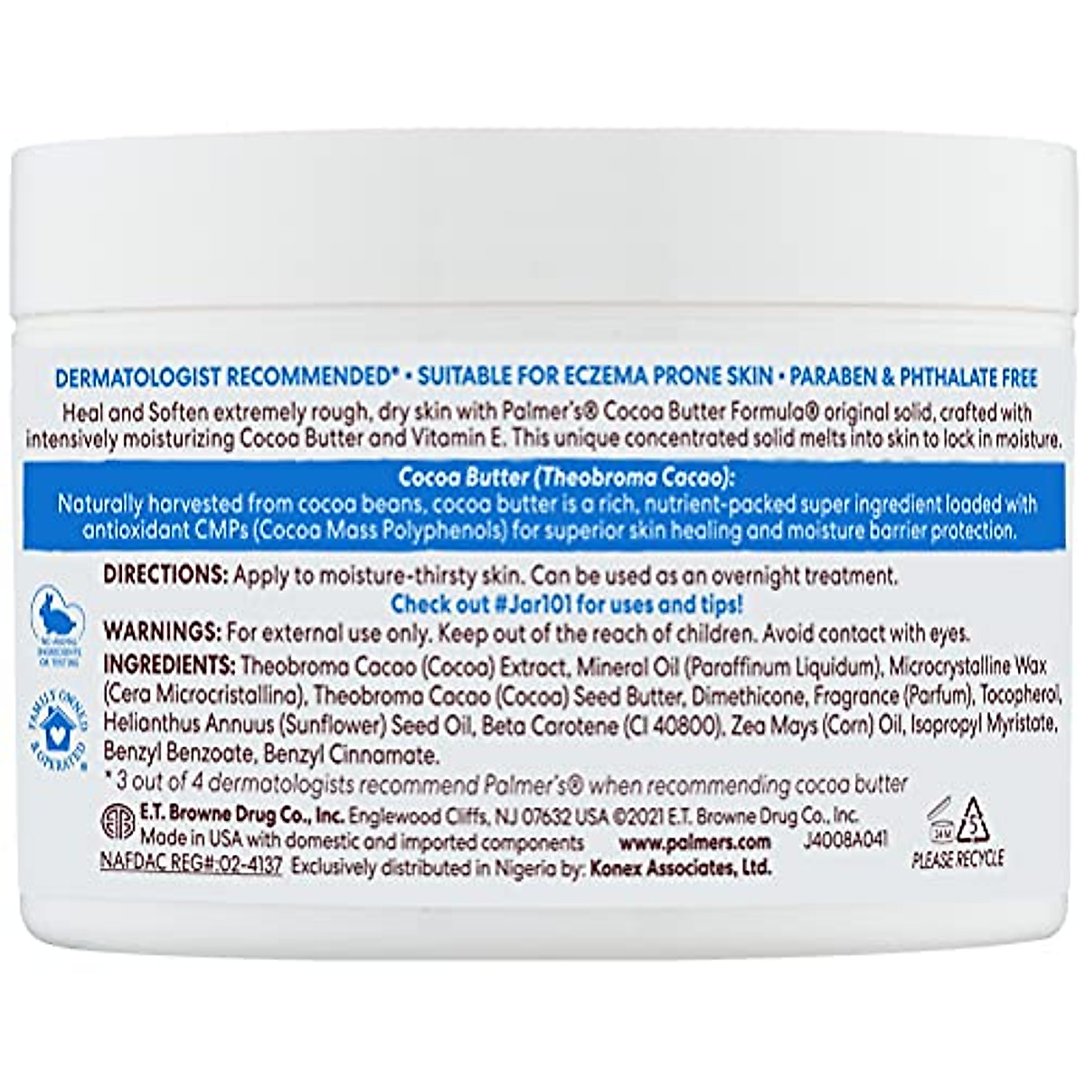 Palmer's Cocoa Butter Formula Daily Skin Therapy Solid Lotion with Vitamin E, Body Moisturizer for Extremely Dry Skin, Softens and Soothes, 7.25 Ounces, (Pack of 1)