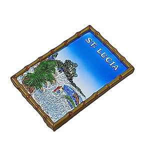 St.Lucia 3D Fridge Magnet Souvenir Gift,Resin Handmade St.Lucia Refrigerator Magnet Home & Kitchen Decoration Collection