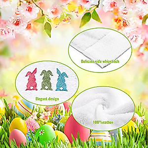 GreenPine 2 Pack Easter Hand Towels Whtie Towels 100% Cotton Embroidered Premium Luxury Decor Bathroom Decorative Dish Towels Set for Drying, Cleaning, Cooking, Holiday Towels Gift Set 14 "X 29"
