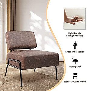CLATINA Mid Century Modern Accent Chair for Living Room, Bedroom Comfy Reading Chair for Living Room, Bedroom Makeup Chair Guest Sofa (Brown)