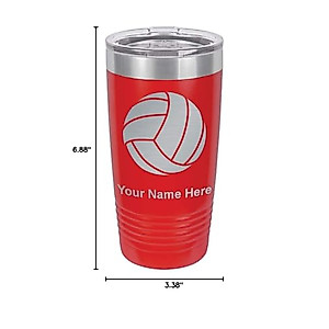 LaserGram 20oz Vacuum Insulated Tumbler Mug, Volleyball Ball, Personalized Engraving Included (Red)