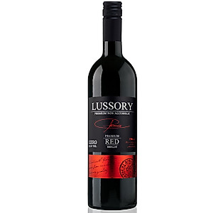 Lussory Premium Merlot Alcohol Removed 0.0% Dealcoholized Red Non Alcoholic Wine From Spain, Low Calories, Low Sugar, Halal Certified (750ml, 1 Bottle)