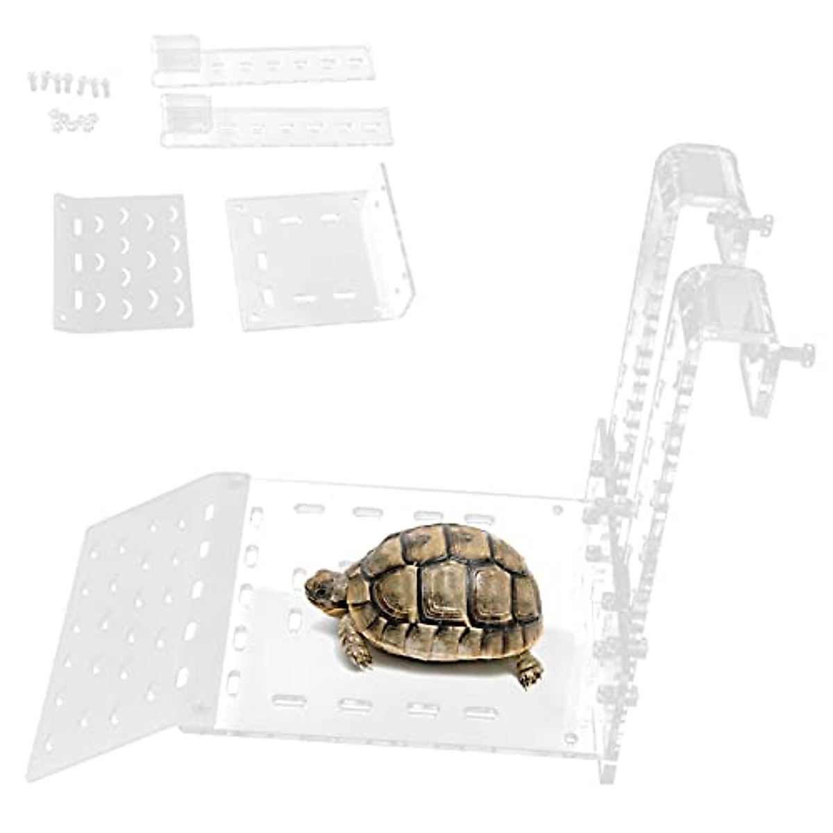 Turtle Basking Platform, Transparent Tortoise Resting Terrace Aquatic Reptile Basking Platform Turtle Hanging Ramp Climbing Shelf for Aquarium(TC)