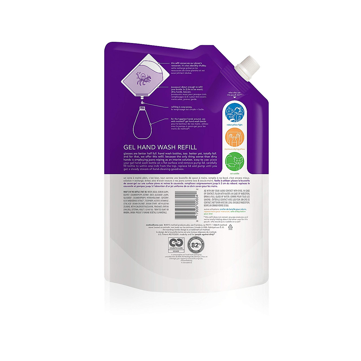 Method Gel Hand Soap Refill, French Lavender, Biodegradable Formula, 34 fl oz (Pack of 6)