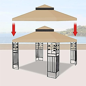 10x10 Ft Outdoor Patio Gazebo Replacement Canopy,Canopies for Outside Canopies, Gazebos,Double Tiered Gazebo Tent Roof Top Cover