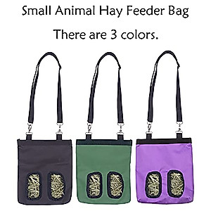 Rabbit Hay Feeder Bag, Guinea Pig Hay Feeder Storage, Rabbit Hay Bag, Guinea Pig Hay Feeder,11in X9.4in Small Animal Feeder Bag (Black)