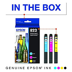 Epson 822 Standard Capacity, Cyan, Magenta, Yellow Jaune -Cartridge Combo Pack (822) for Select Epson Workforce Pro Printers