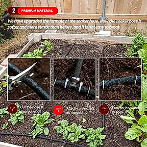 Soaker Hose,150 FT Solid Brass Connector 1/2" Heavy Duty Soaker Garden Hoses for Garden Beds, Tree,Lawn and Plants