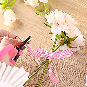 VGoodall Pink Gingham Ribbon, 3/8 x 50Yd Picnic Craft Ribbon Pink Ribbons for Hair Accessories Craft and Christmas Gift Wrapping