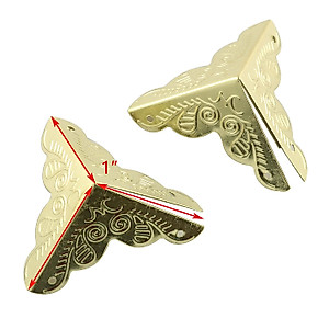 Box Corner Protector RLECS 20PCS Golden Triangle Rattan Carved Wood Case Edge Guards with 80PCS Screw Three Sided Full Protection Corner Guard