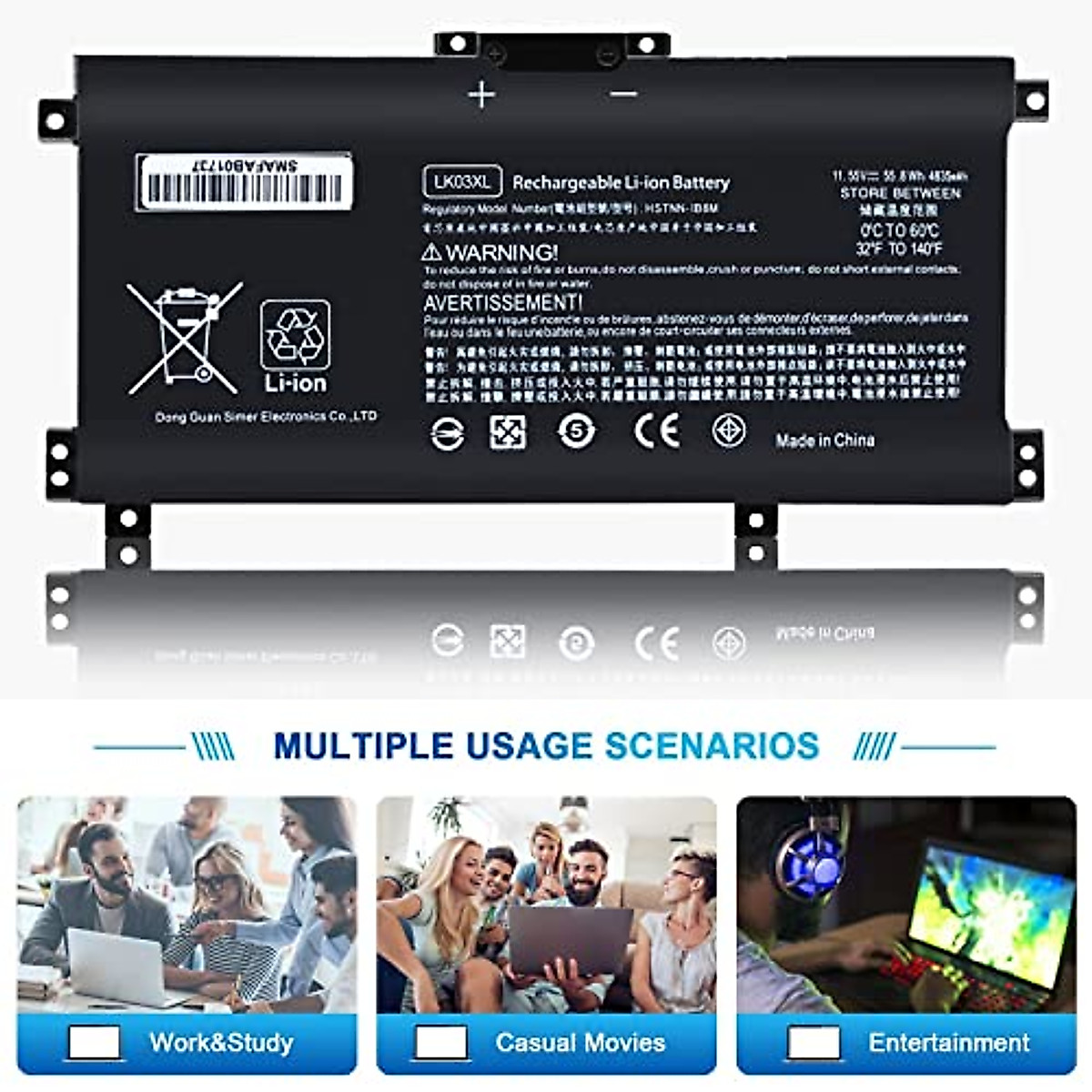 LK03XL Battery for HP Envy X360 Convertible 15m-cn0xxx 15-cr0xxx 15m-cn0012dx 15m-bp0xx 15-bq2xx 15M-cn0011dx 15m-bp112dx 15m-bp1xx 17-ae1xx 15m-bq021dx 17m-ae111dx L09281-855 L08855-856 916368-421