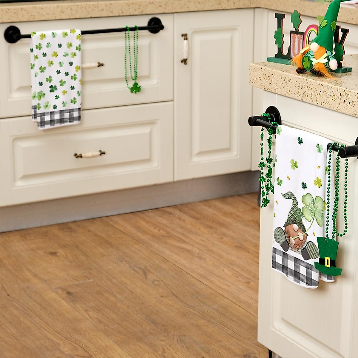 ARKENY St Patricks Day Gnome Green Shamrock Kitchen Towels Dish Towels St. Patrick's Day Decorations for Home Décor Ultra Absorbent Bar Drying Cloth 18x26 Inch Hand Towel for Cooking Set of 2