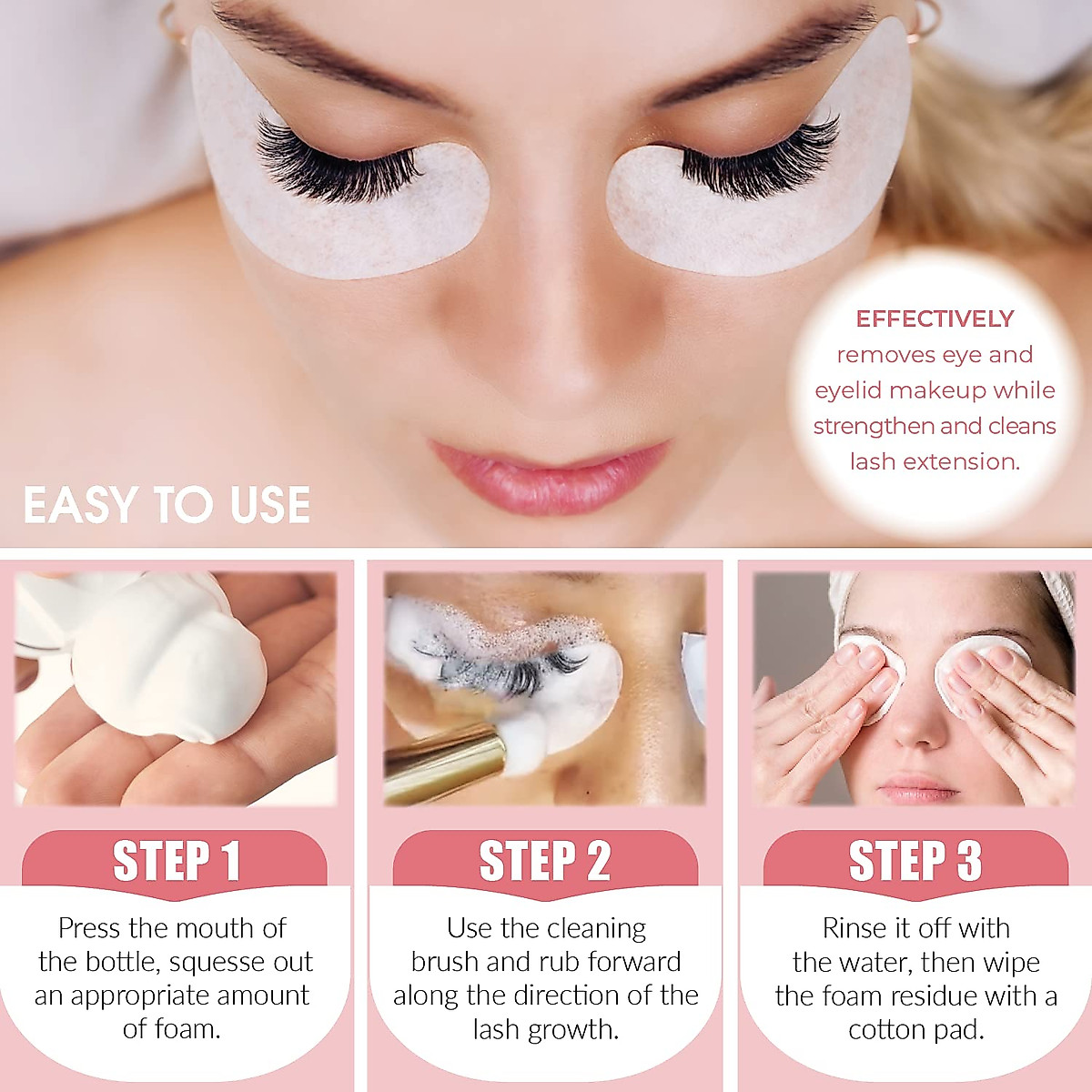 Vitalash Cosmetics Lash Extension Cleanser - Lash Shampoo for Lash Extensions - Lash Foam Cleanser for Extensions - Safe & Irritation Free - 50ML/1.69FL.oz + Brush