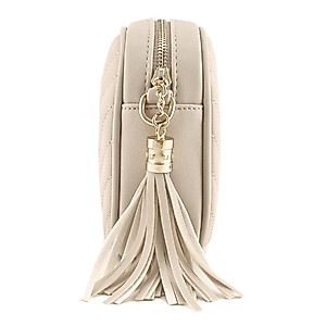 Simple Shoulder Crossbody Bag With Metal Chain Strap And Tassel Top Zipper (Dusty Navy)