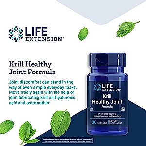 Life Extension Krill Healthy Joint Formula - Deep Sea Antarctic Krill Oil Supplement with Hyaluronic Acid & Astaxanthin - Joint Comfort, Motion Support & Inflammation Health - Non-GMO - 30 Softgels