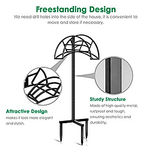 TomCare Garden Hose Holder Upgraded Detachable Water Hose Holder Thick Metal Hose Hanger Heavy Duty Free Standing Garden Hose Storage Hose Stand Decorative Hose Organizer for Outside, Black