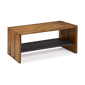 Walker Edison Shiloh Rustic Solid Reclaimed Wood Entryway Bench, 42 Inch, Amber