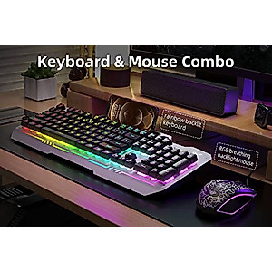 AULA Gaming Keyboard and Mouse Combo, RGB Backlit Computer Keyboard and Gaming Mouse, Wired Gaming Keyboard Set for Windows PC Gamers