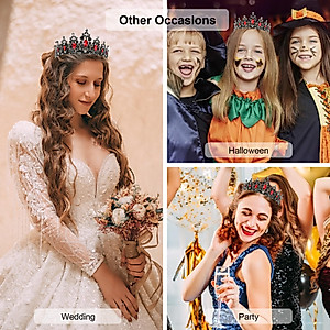 CIEHE Red and Black Birthday Decorations, Queen of Hearts Crown + Black Birthday Girl Sash Set, Birthday Crown and Sash for Women, Birthday Sash for Women Birthday Tiara, Birthday Girl Crown Birthday